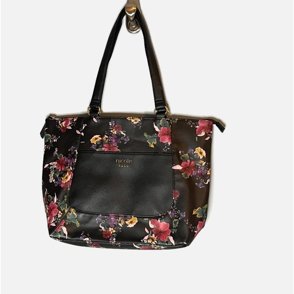 Nicole by Nicole Miller | Bags | Nicole By Nicole Miller Black Flower ...